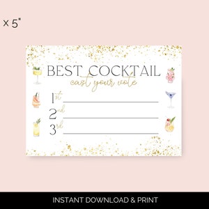 Cocktail Competition Voting Card , New Year's Cocktail Party, Cocktail ...