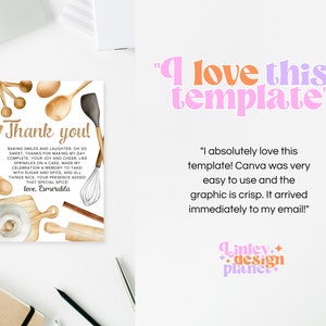 Editable Baking Birthday Thank You Card, Kids Cooking Party Decorations ...