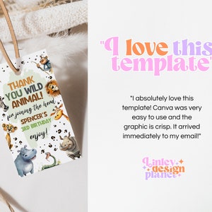 Editable Wild Animals Favor Tag Template, Thank You for Joining the ...