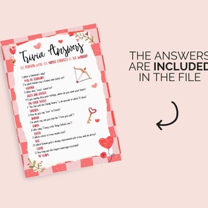Valentines Day Trivia Game Valentines Party Game Printable - Etsy