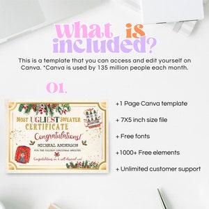 Editable Ugly Sweater Christmas Certificate, Ugly Sweater Contest ...