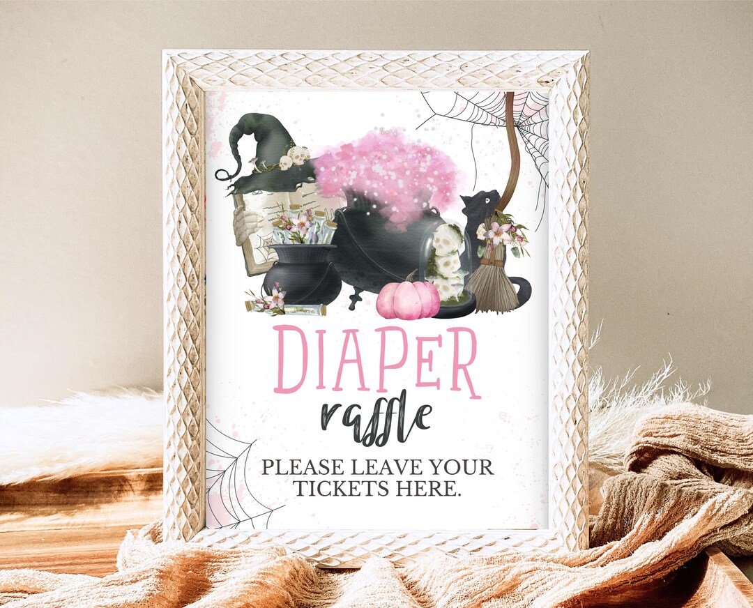 Diaper Raffle Sign Halloween Baby Shower, Baby Shower Game Sign ...