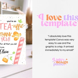 Editable Iced Tea Gift Tags, End of School Year Tag, You're Tea-riffic ...
