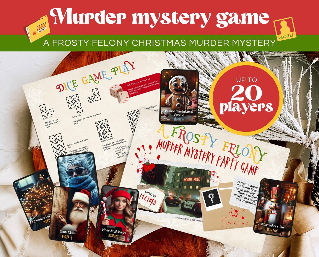 Printable Christmas Murder Mystery, Printable Christmas Game, Murder ...