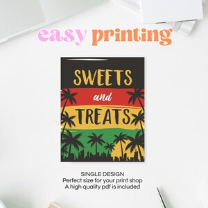 Sweets and Treats Sign Reggae Birthday, Reggae 1st Birthday Sign ...