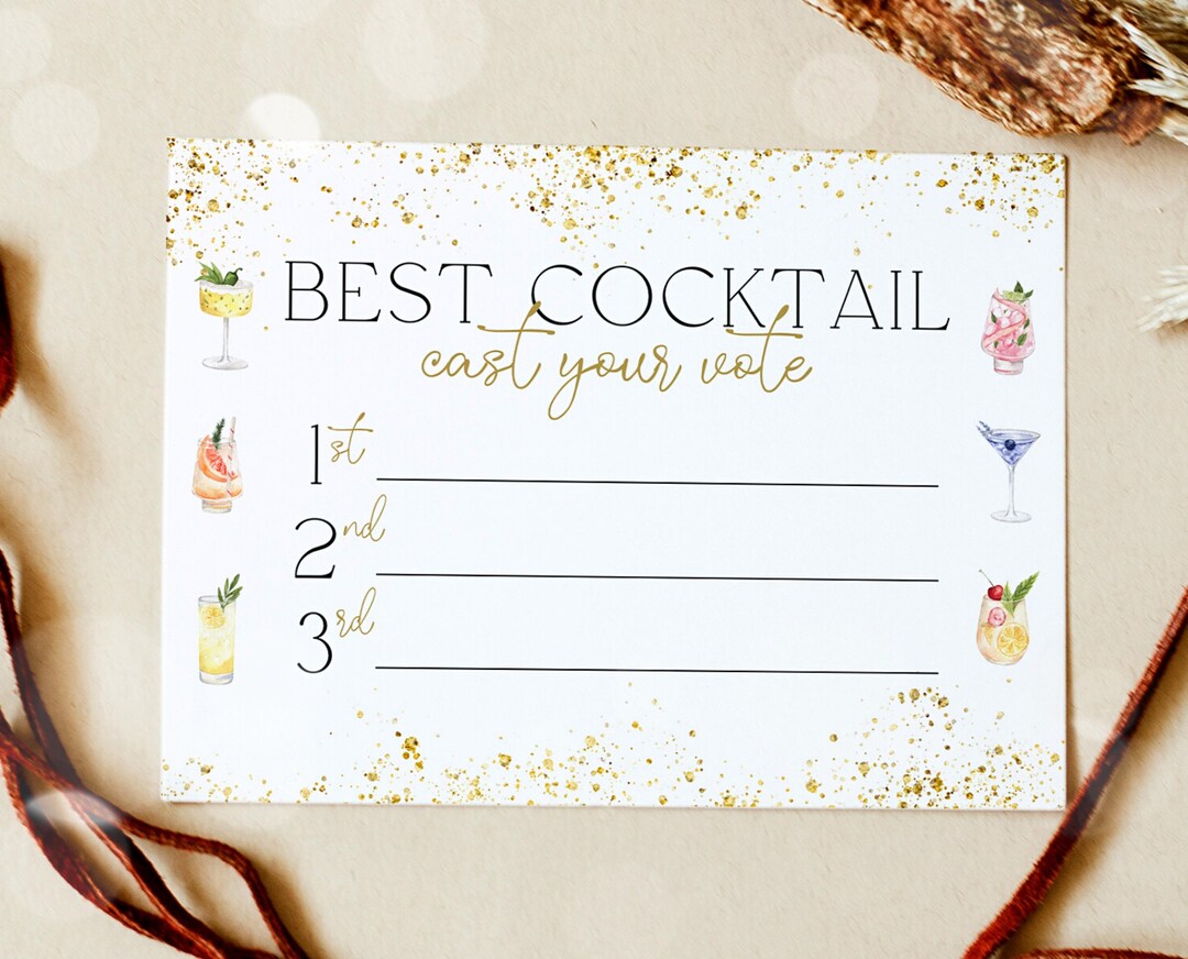Cocktail Competition Voting Card , New Year's Cocktail Party, Cocktail ...
