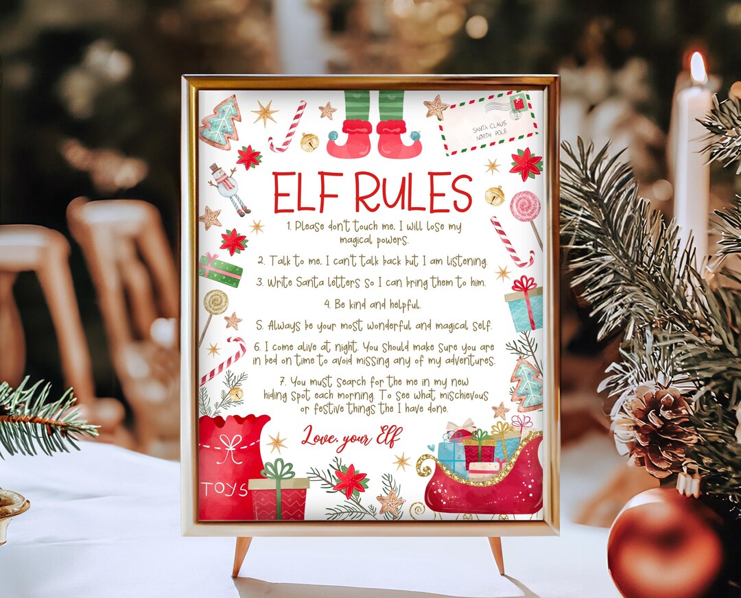 Editable Christmas Elf Magic Rules for Kids Sign, Do Not Touch Me ...