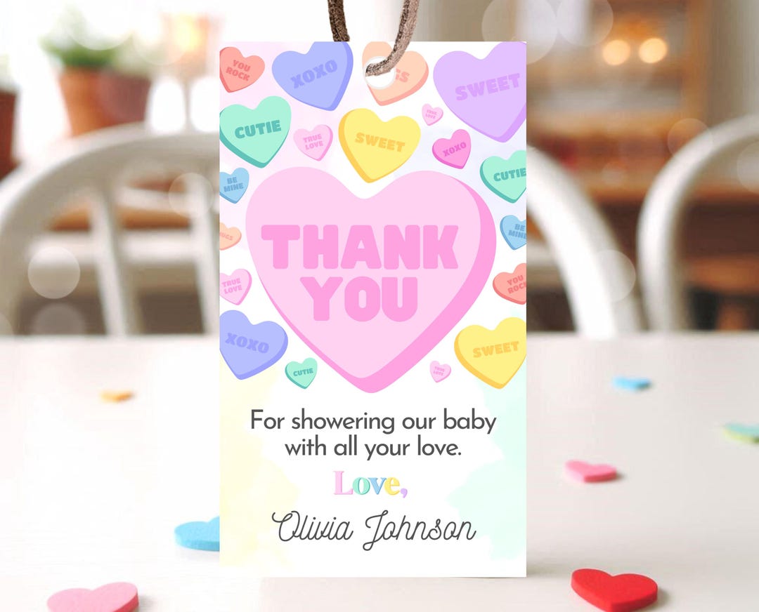 Editable Sweetheart Candy Favor Tag, Hearts Candy Theme Baby Shower ...