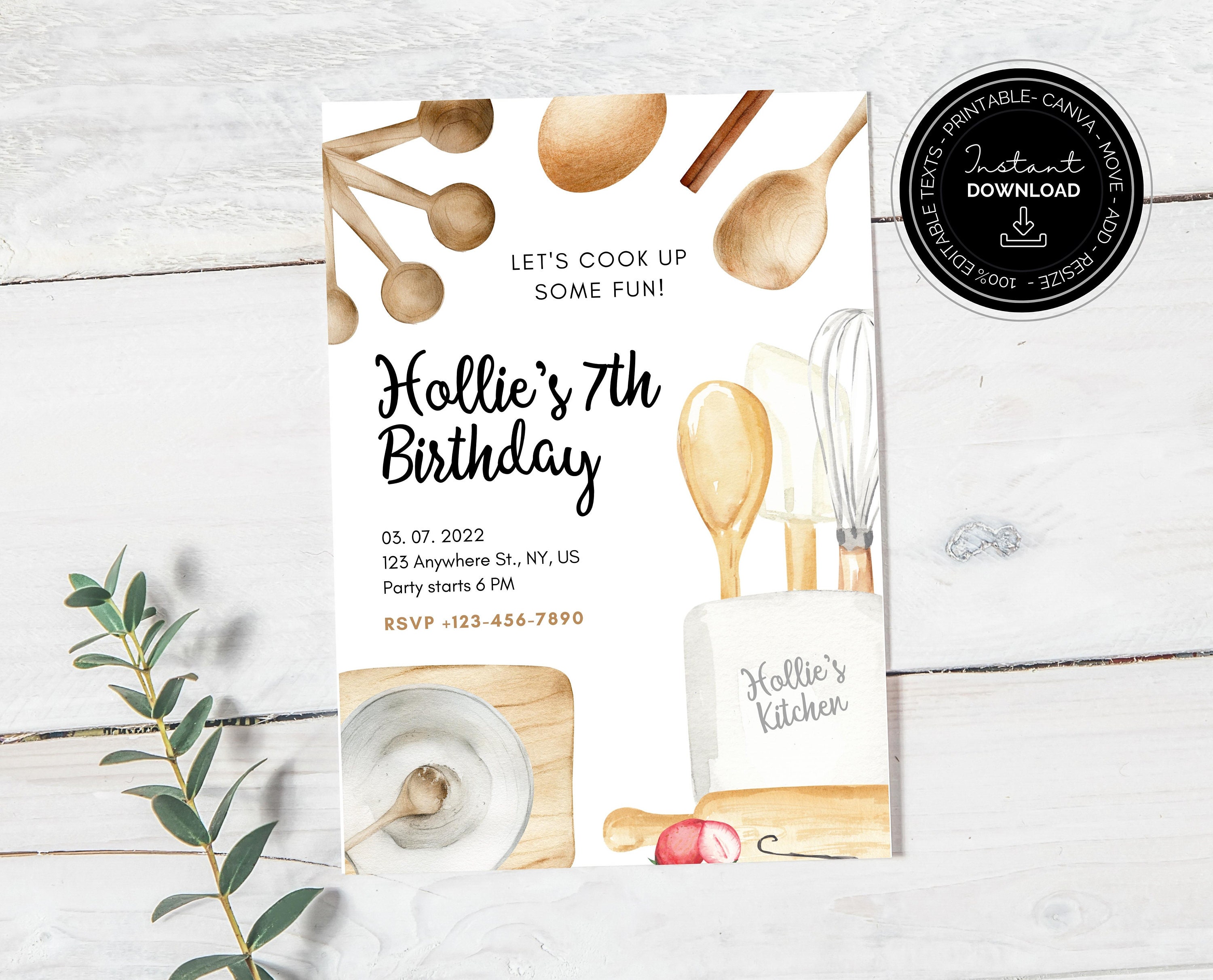 Editable Cooking Party Birthday Invitation Baking Cooking - Etsy