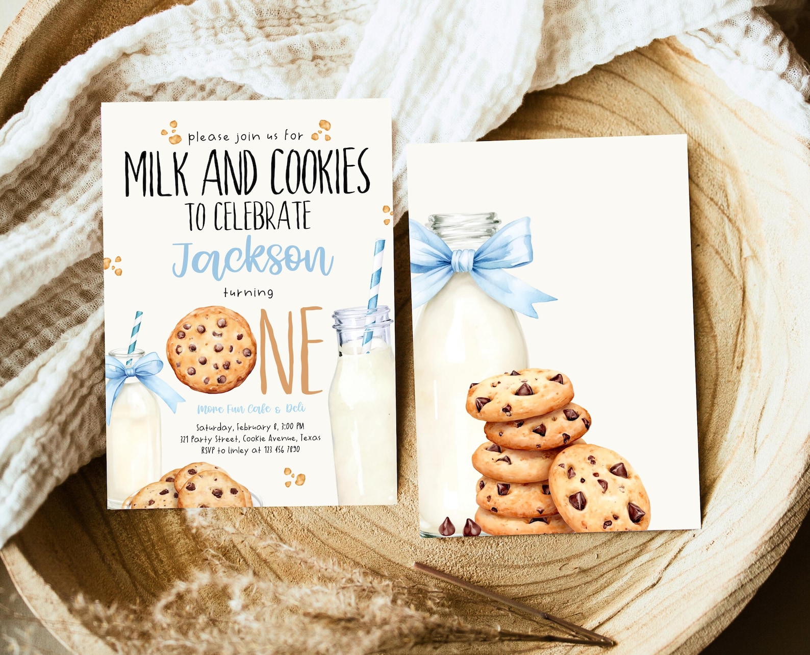 Editable Milk and Cookies Birthday Invitation, Milk and Cookies First ...
