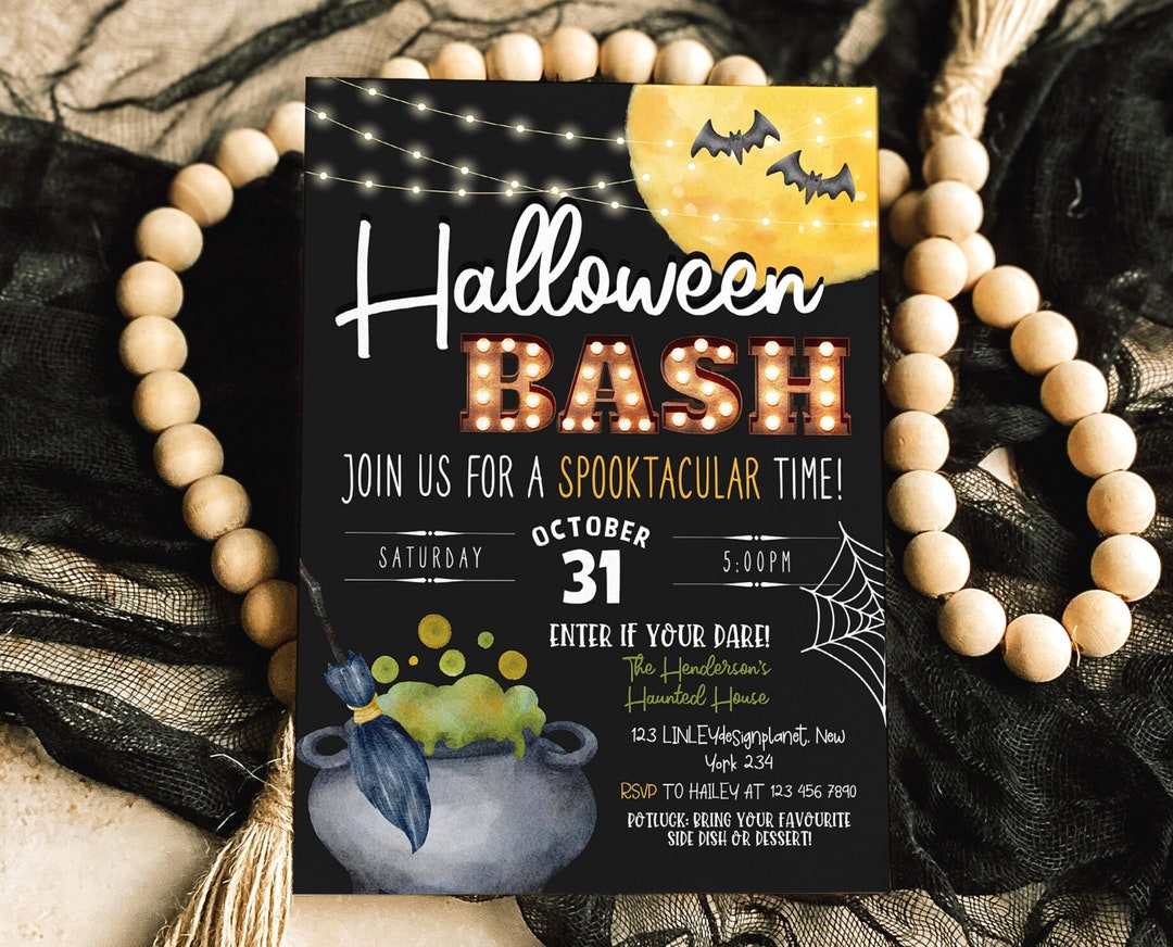Editable Halloween Bash Invitation Spooky Halloween Party - Etsy