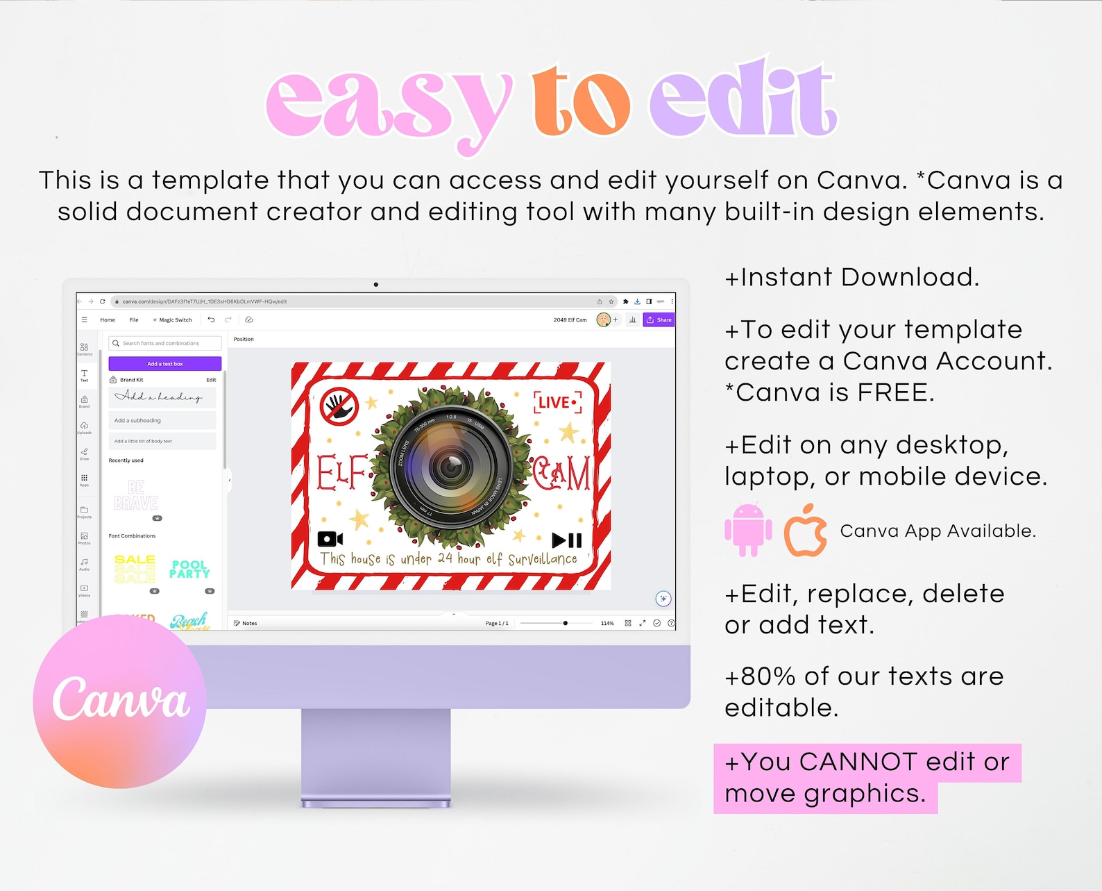 Printable Christmas Elf Camera, Do Not Touch Me Christmas Elf Cam ...
