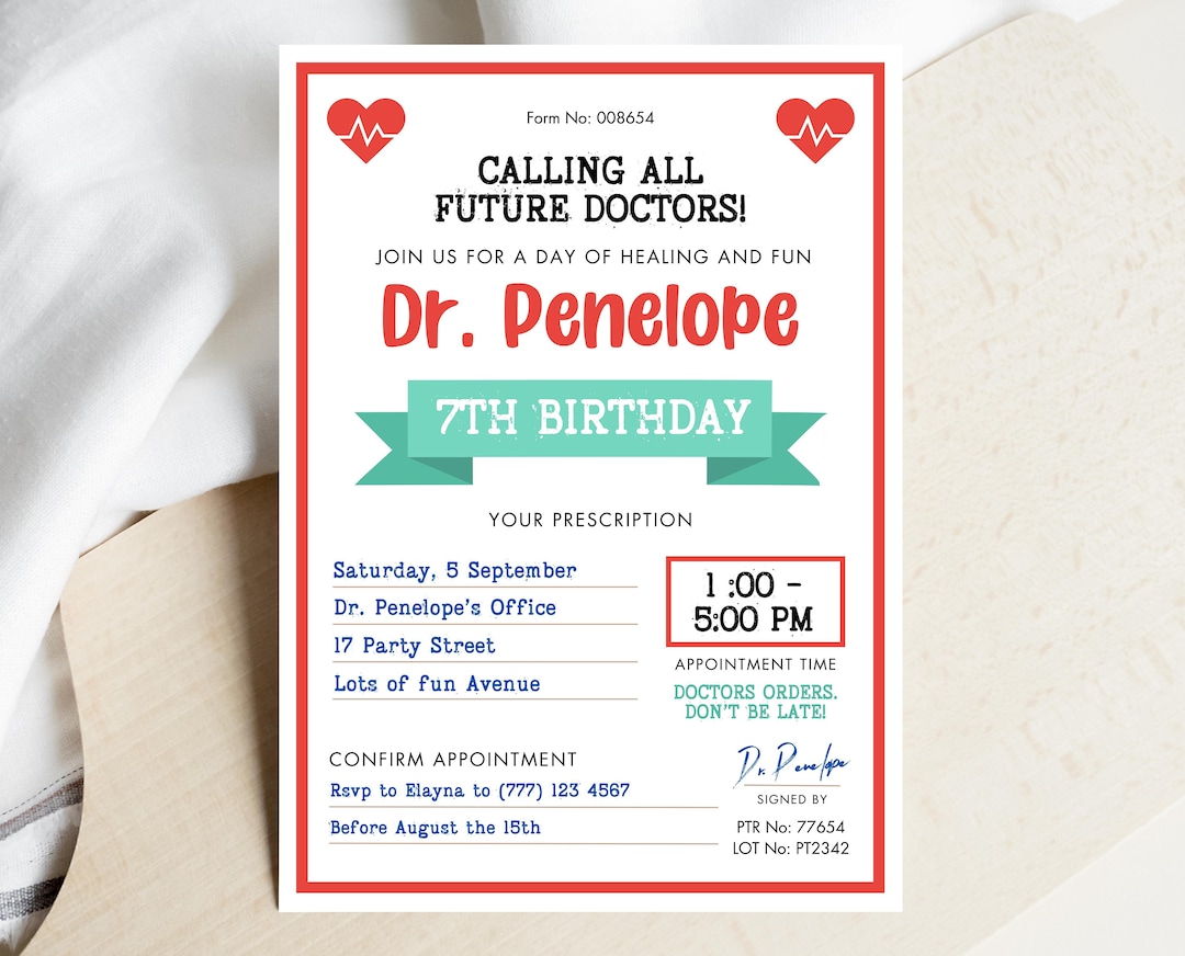 Editable Doctor Pretend Birthday Invitation, Kids Doctor Invite, Kids ...