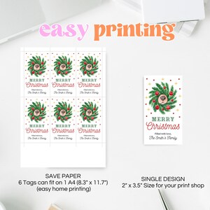 Editable Dog Christmas Gift Tag Template, Merry Christmas Holiday Gift ...