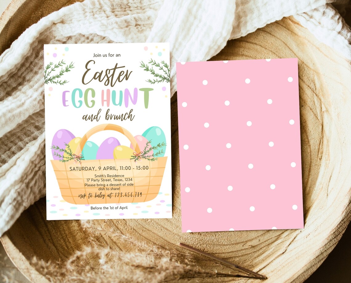 Editable Easter Egg Hunt Invitation, Easter Brunch, Easter Party Invite ...