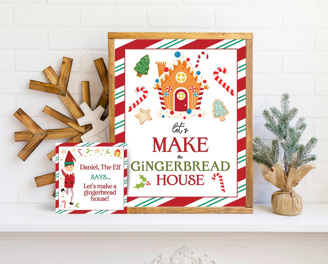 Editable Elf Gingerbread House Activity Template, Elf Mini Note Cards ...