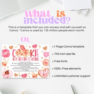 Editable Valentine Cookie Kit Instructions Card, Decorate Your Own ...