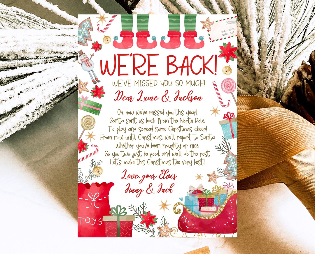 Editable Siblings Elf Arrival Letter, Christmas 2 Elves Welcome Letter ...