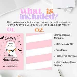 Editable Halloween Girl Baby Shower Invitation, A Little Boo is Almost ...