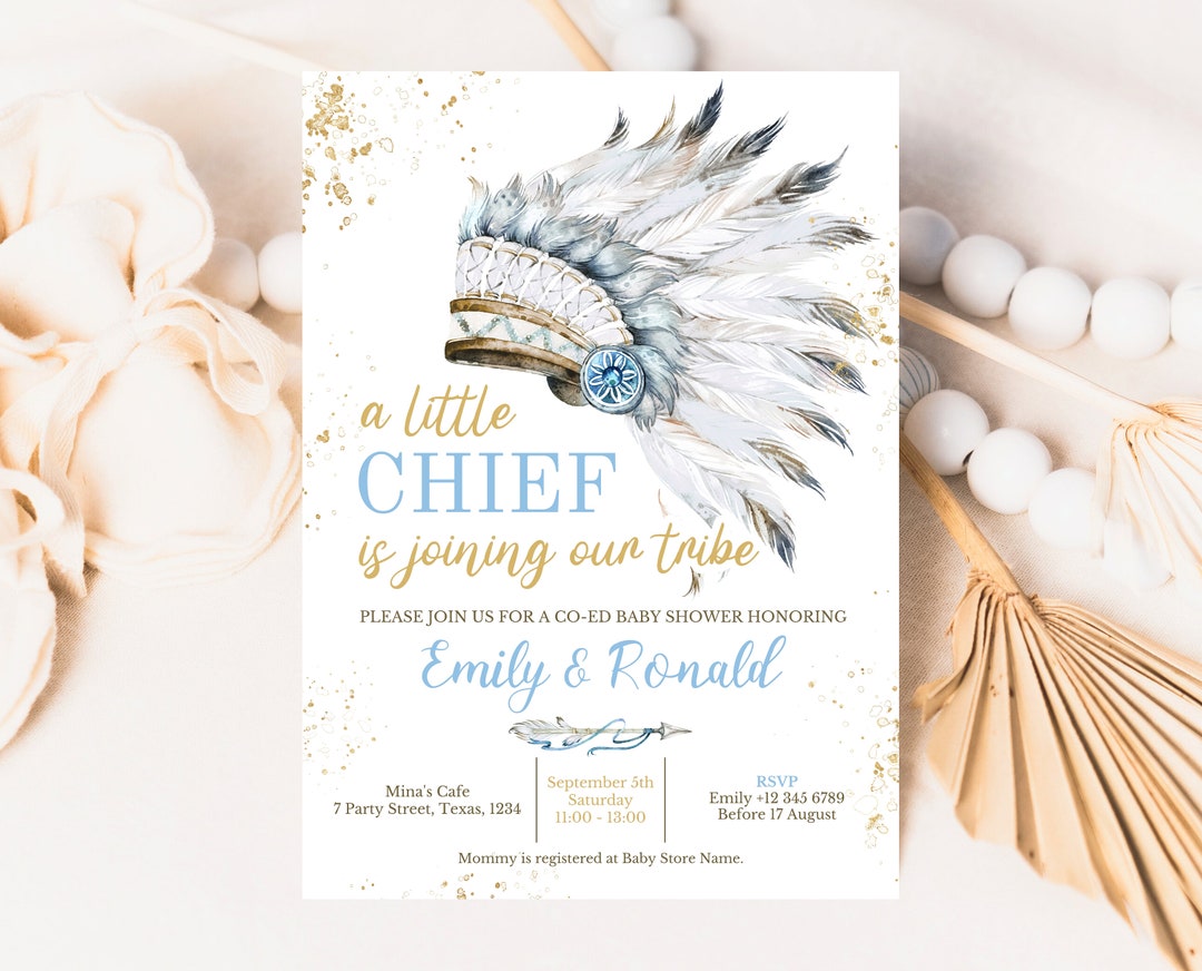 Editable Tribal Native American Indian Baby Shower Invitation, Tribal ...