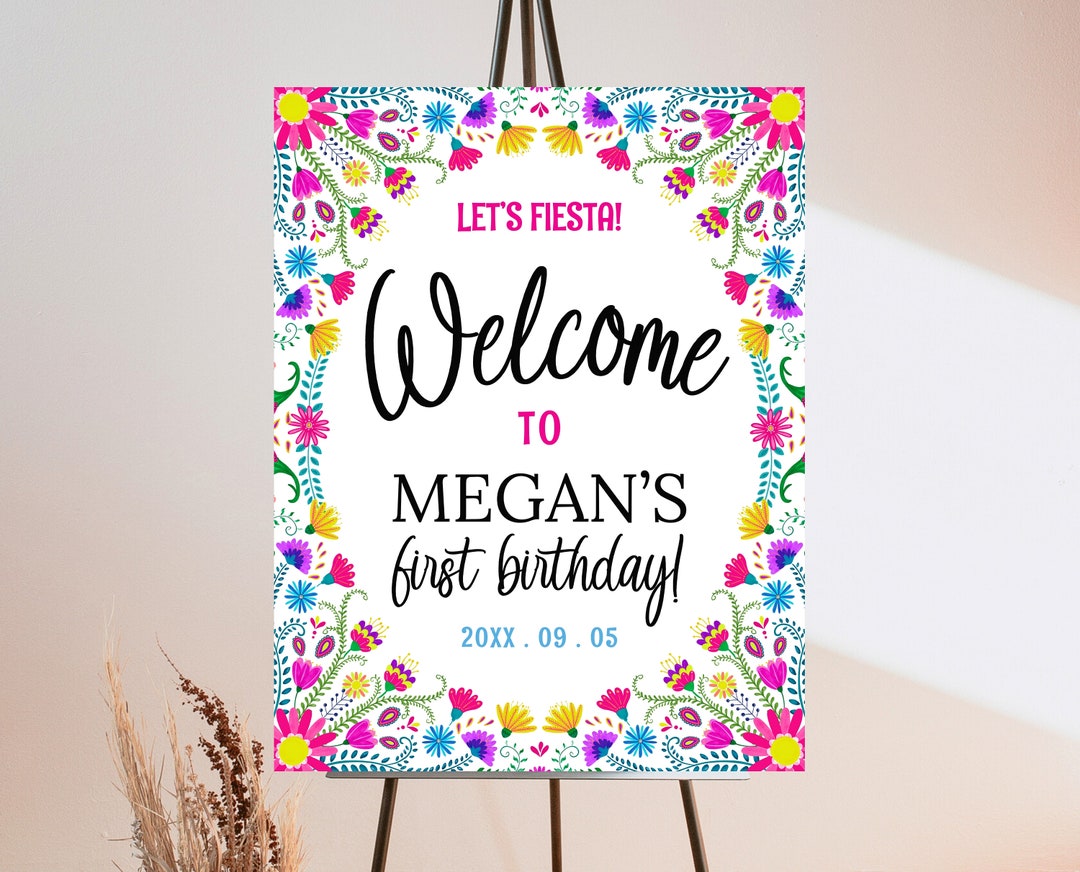 Editable Fiesta Birthday Welcome Sign, Mexican Theme Welcome Poster ...