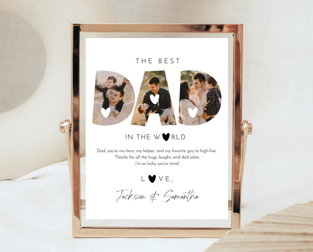 Editable Modern Father's Day Photo Sign, Printable Minimalist Father's ...