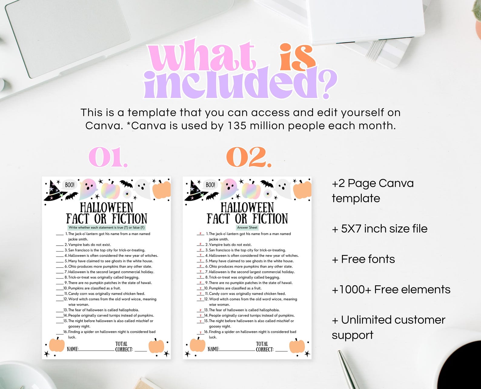 Halloween Fact or Fiction Game Template, Halloween True or False ...