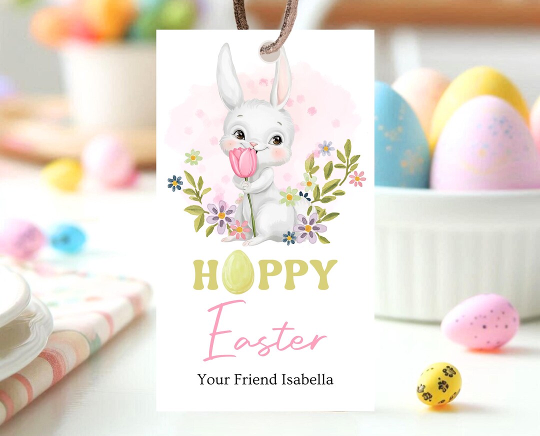 Editable Happy Easter Gift Tag, Hoppy Easter Gift Tag, Easter Friend ...