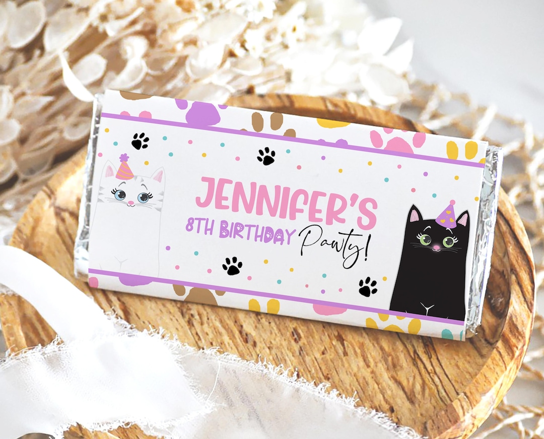 Kitten Birthday Candy Bar Wrappers Girl Cat Birthday Decor - Etsy
