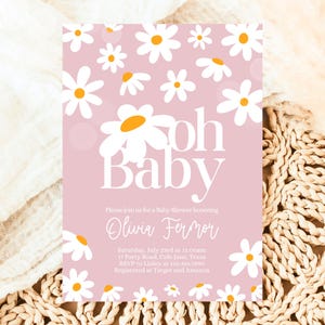 Daisy Baby Shower Invitation: Editable Boho Floral Template (canva) - Etsy