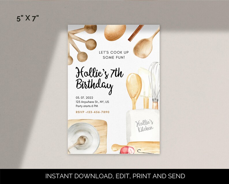 Editable Cooking Party Birthday Invitation Baking Cooking - Etsy