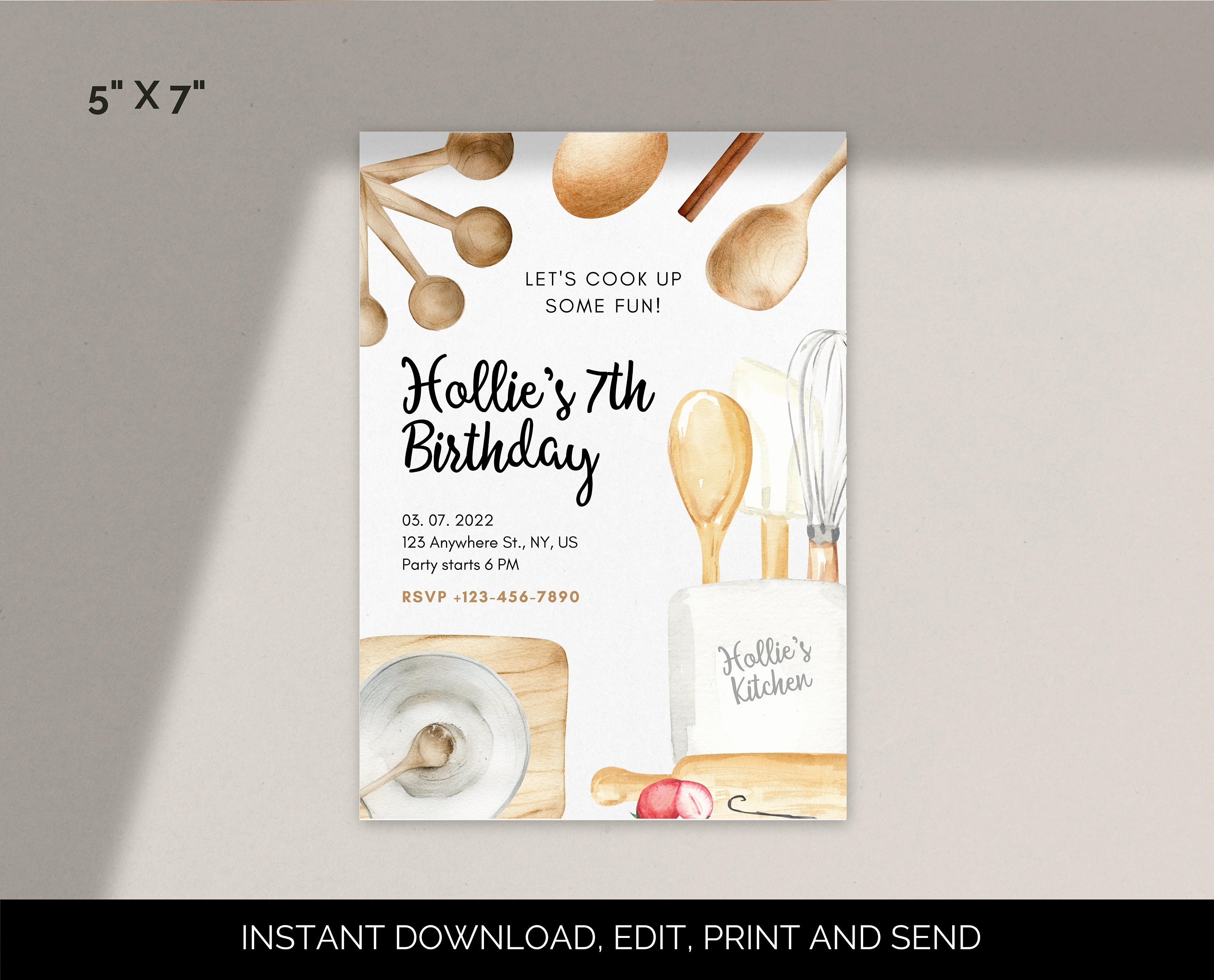 Editable Cooking Party Birthday Invitation Baking Cooking - Etsy