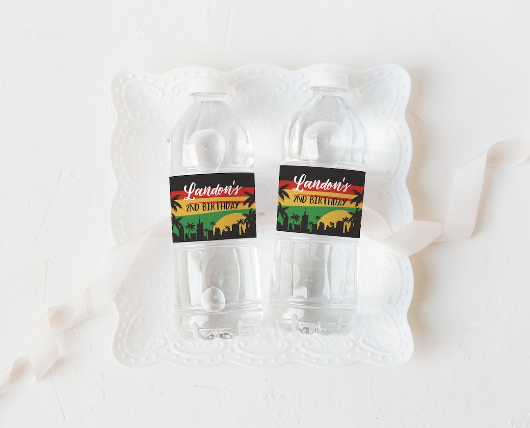 Editable Reggae Birthday Water Bottle Label, Reggae 1st Birthday Labels ...