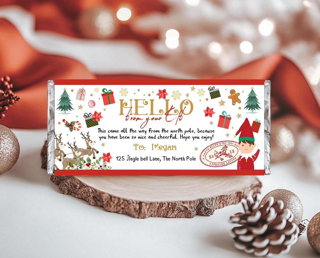 Editable Christmas Elf Bar Wrapper Template, Christmas Chocolate ...