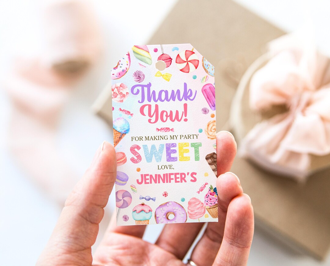 Editable Sweets Candy Thank You Favor Tags Template, Sweet Candy ...