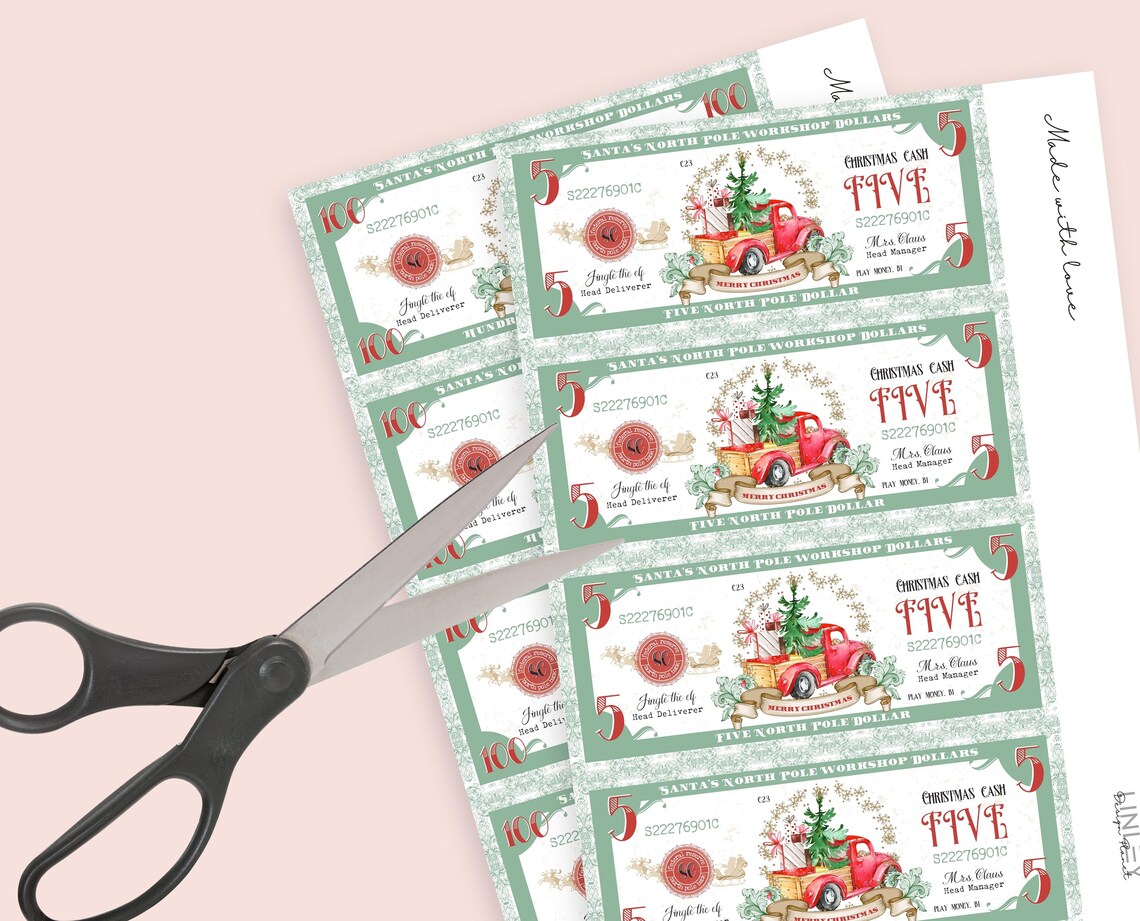 Printable Christmas Money North Pole Dollar Bill Kid's - Etsy