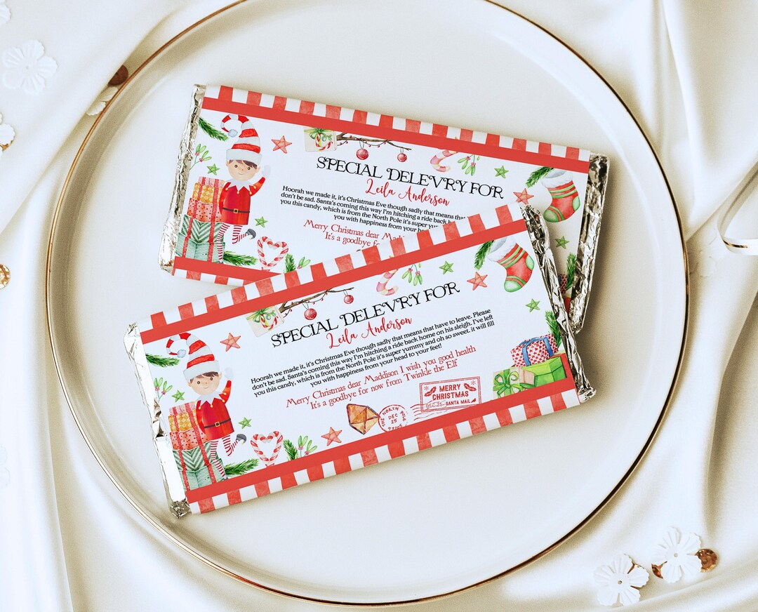 Editable Christmas Elf Bar Wrapper Template, Christmas Chocolate ...