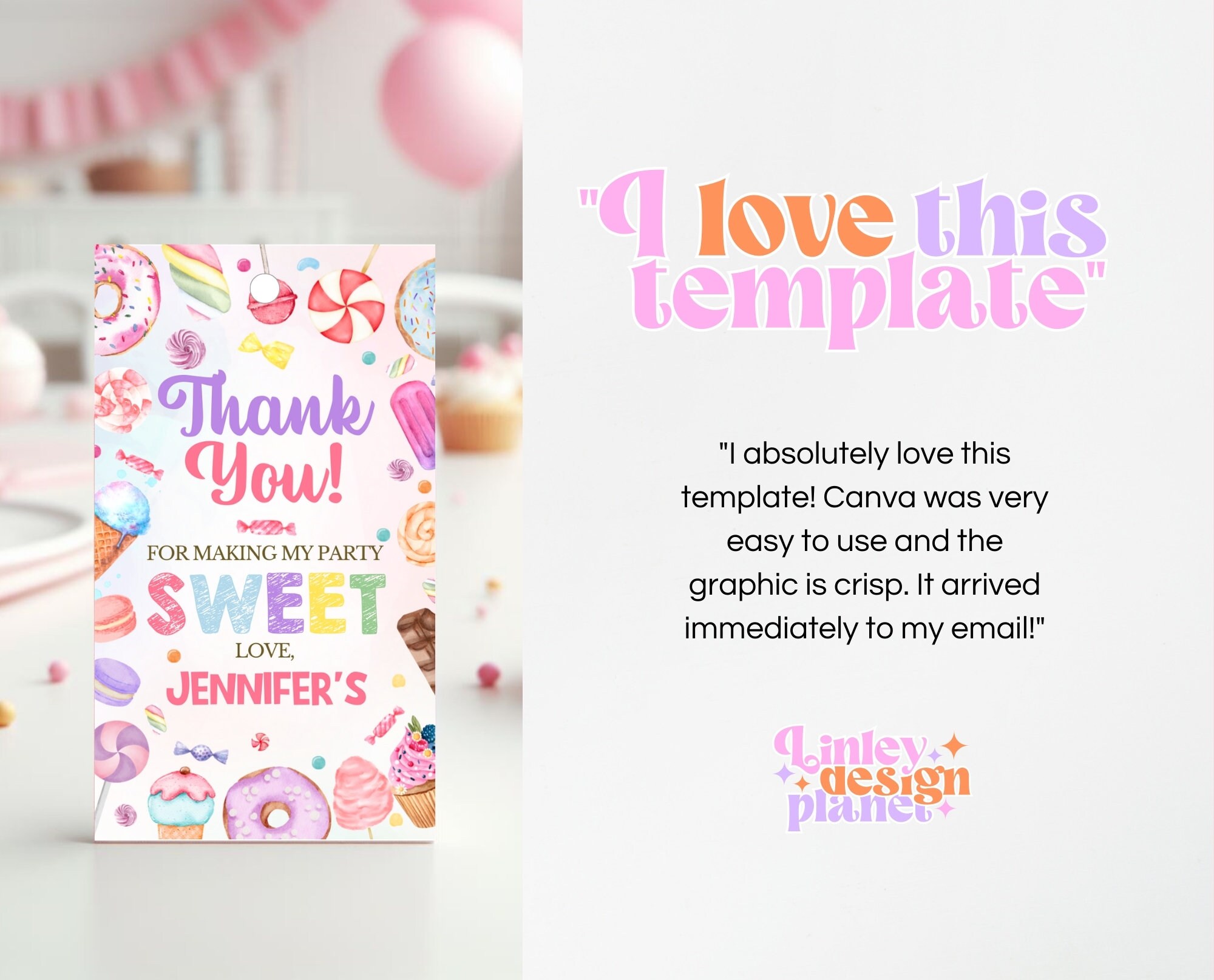 Editable Sweets Candy Thank You Favor Tags Template, Sweet Candy ...