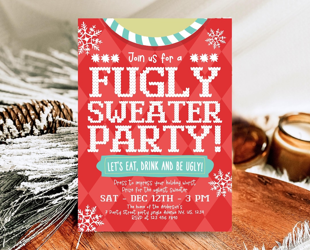 Editable Ugly Sweater Party Invitation, Christmas Ugly Sweater Invite ...