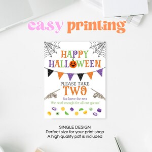 Halloween Please Take Two Treats Sign: Printable Candy Sign (digital ...