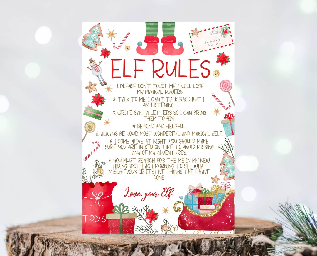 Editable Christmas Elf Magic Rules for Kids Template, Do Not Touch Me Christmas Elf Rule ...