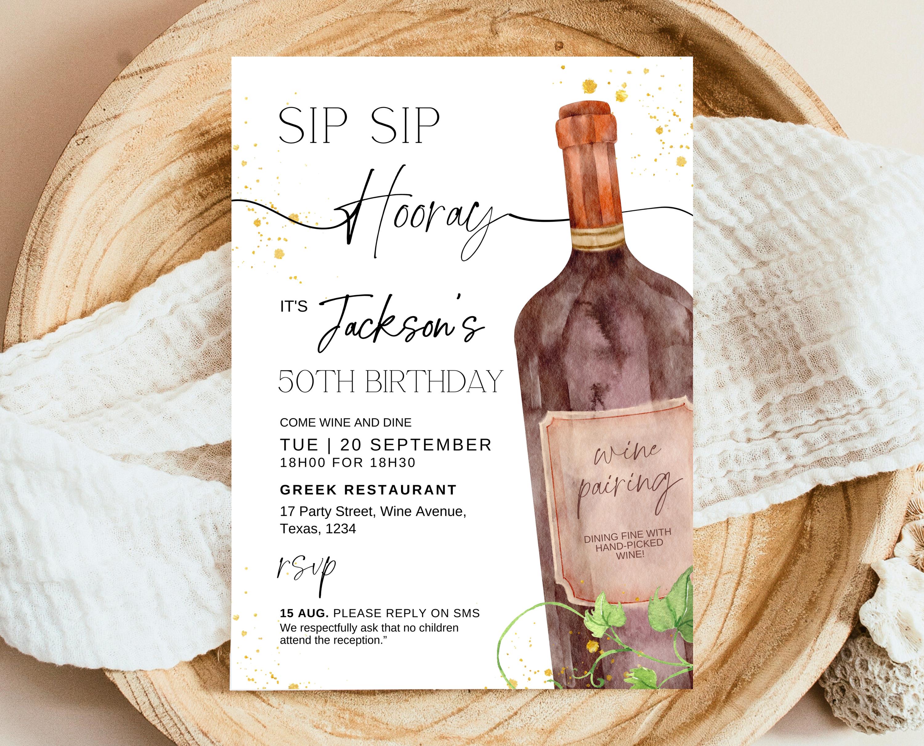 Wine Themed Birthday Party Invitation Templates