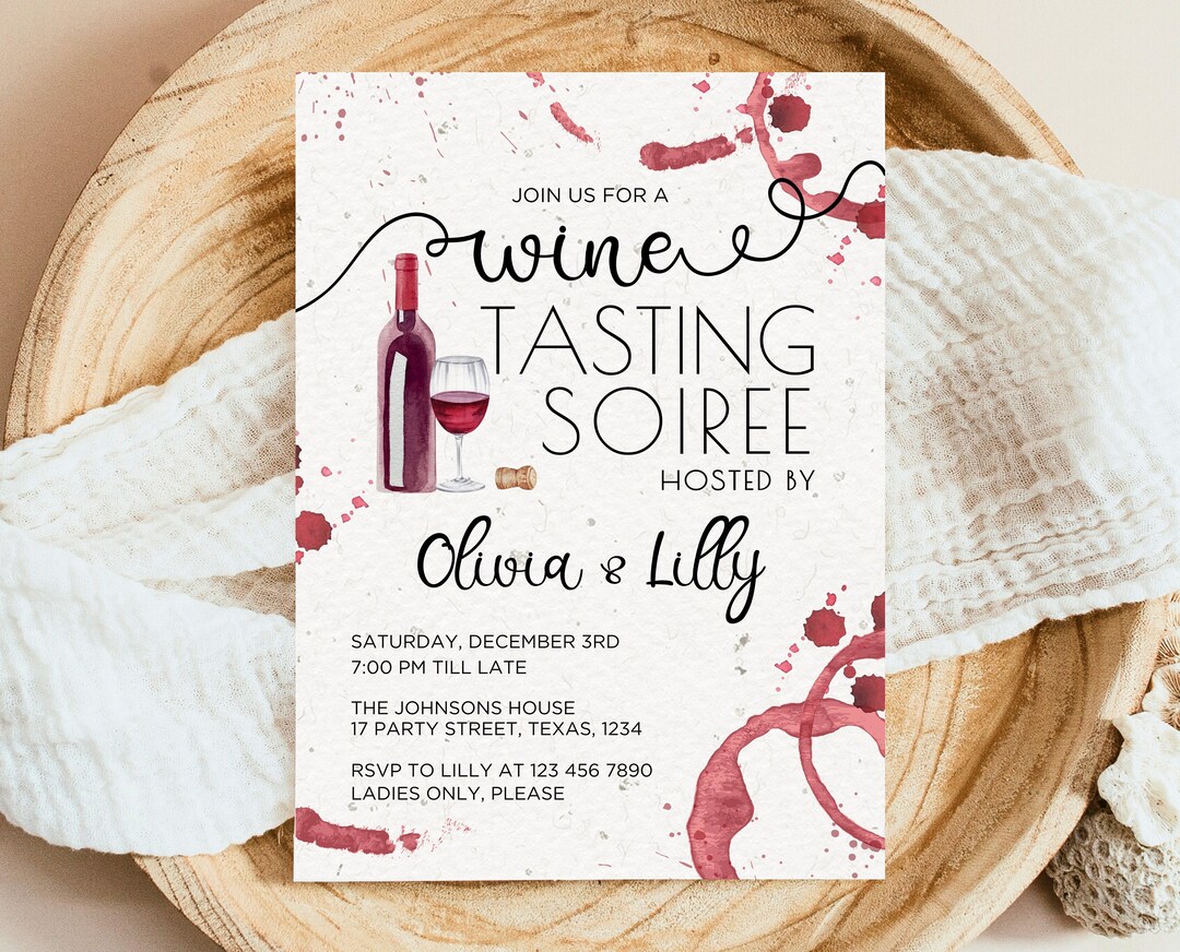 Editable Wine Tasting Birthday Invitation, Wine Tasting Birthday Party ...