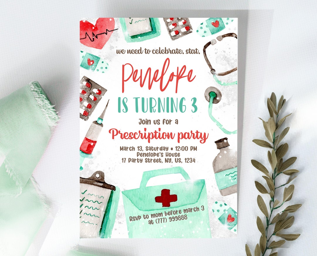 Editable Kids Doctor Birthday Invitation, Kids Medical Invite, Kids ...