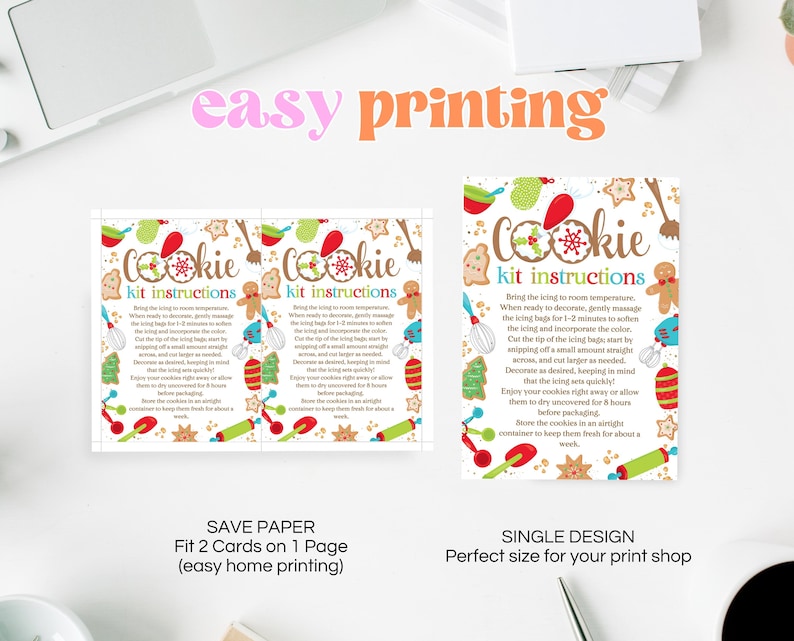 Editable Christmas Cookie Instructions Card Template, Editable Cookie ...