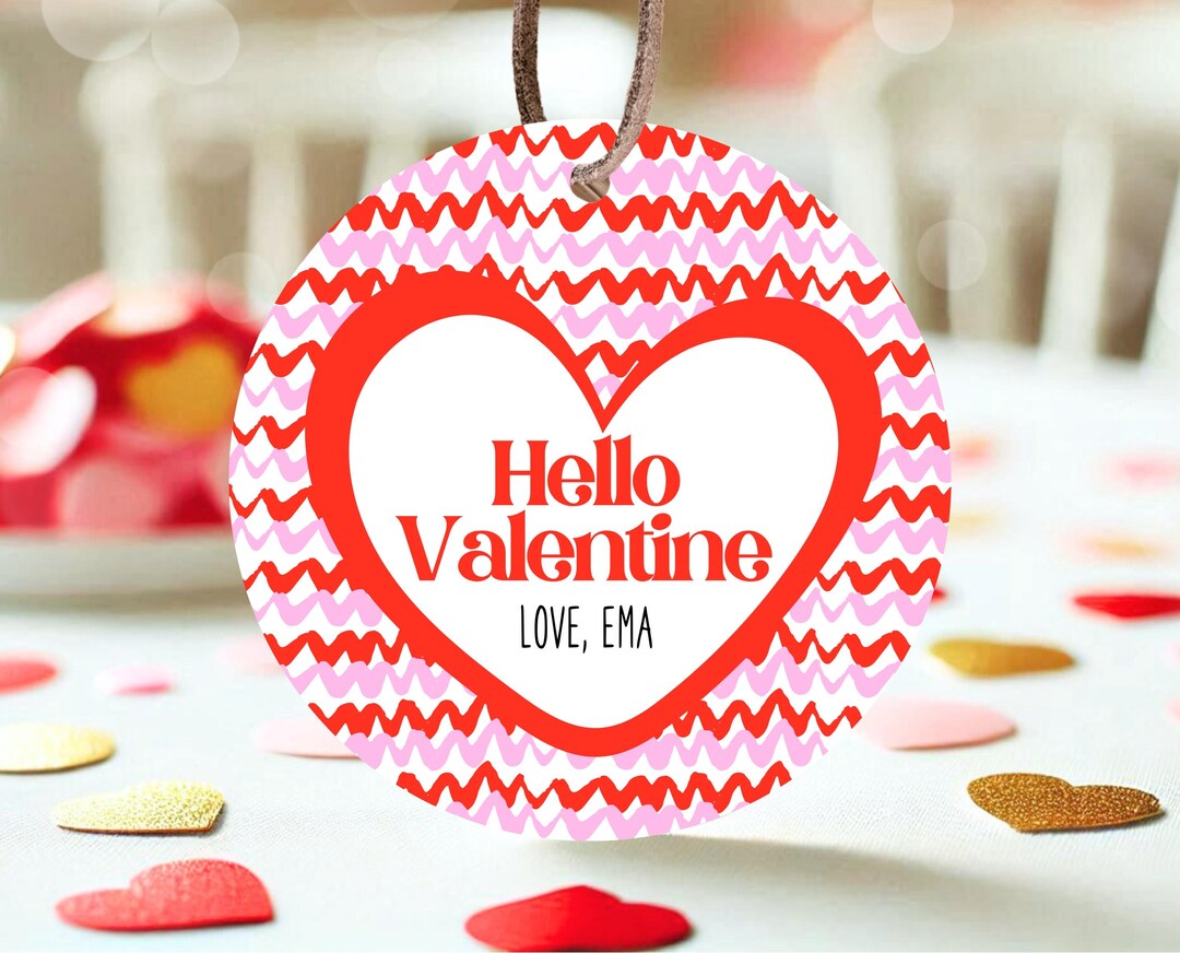 Editable Happy Valentine's Day Gift Tag, Pink Red Hearts Tag, Will You ...