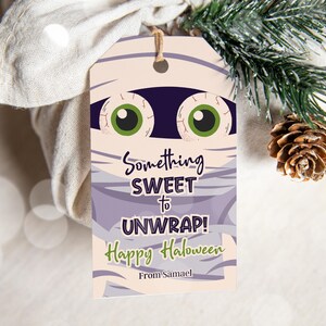 Editable Halloween Mummy Favor Tag Template, Halloween Mummy Tag ...