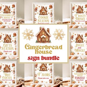Editable Gingerbread House Party Sign Bundle, Christmas Cookie ...