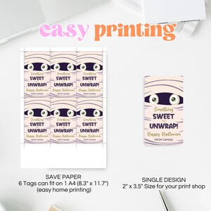 Editable Halloween Mummy Favor Tag, Halloween Mummy Tag, Halloween ...