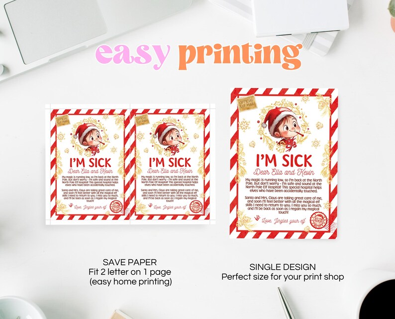 Editable Elf Recovery Notice Letter, Elf Sick Letter, Elf Notes ...